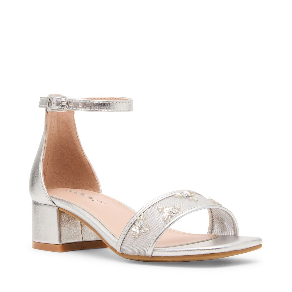 madden girl Mesh Vamp Block Heel Little Girl's Slip-On Sandals