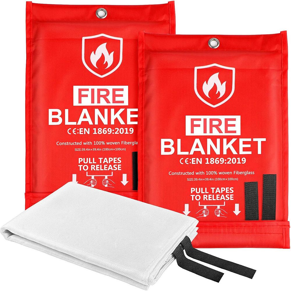 2 pack Emergency Fire Fiberglass Blanket for Kitchen Home and Outdoor BBQ