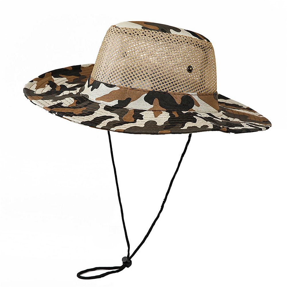 Wide Brim Mesh Sun Hat Lightweight Breathable Outdoor Fishing Hiking ...