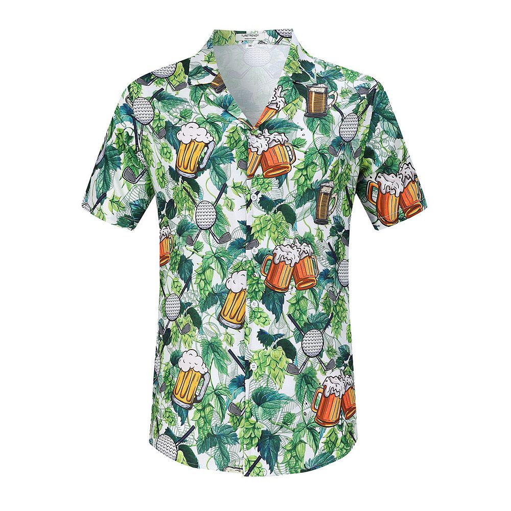 Mens Short Sleeve Button Down Shirt Floral Print Boho Beach Vacation ...