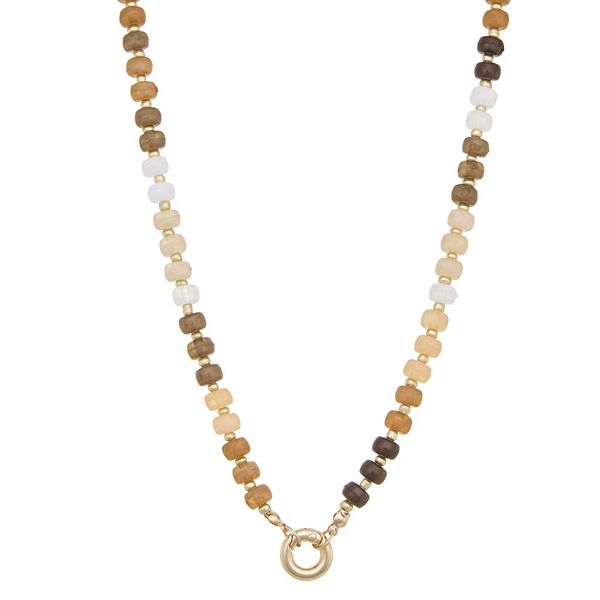 SO® Gold Tone Color Block Beaded Necklace