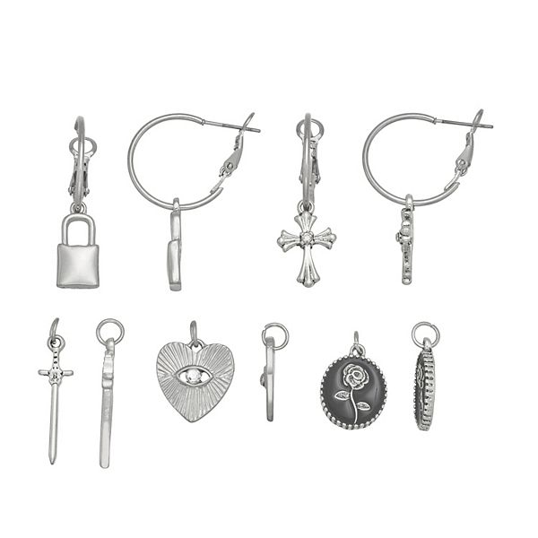 SO® 2-Pair Silver Tone Interchangeable Charm Earring Set