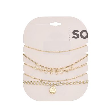 SO® 5-Piece Gold Tone Charms Dainty Choker Set