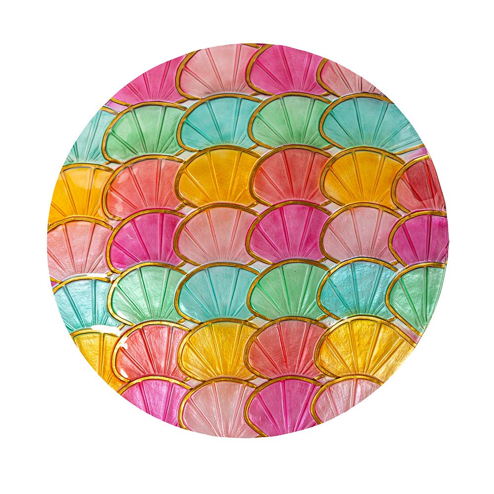 Evergreen Enterprises Bright Shell Glass Birdbath Outdoor Decor
