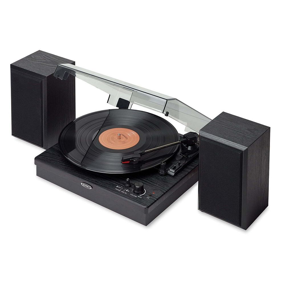 Jensen JTA-315 Dual Bluetooth Turntable (33/45/78 RPM) - 20 Watts (Black)