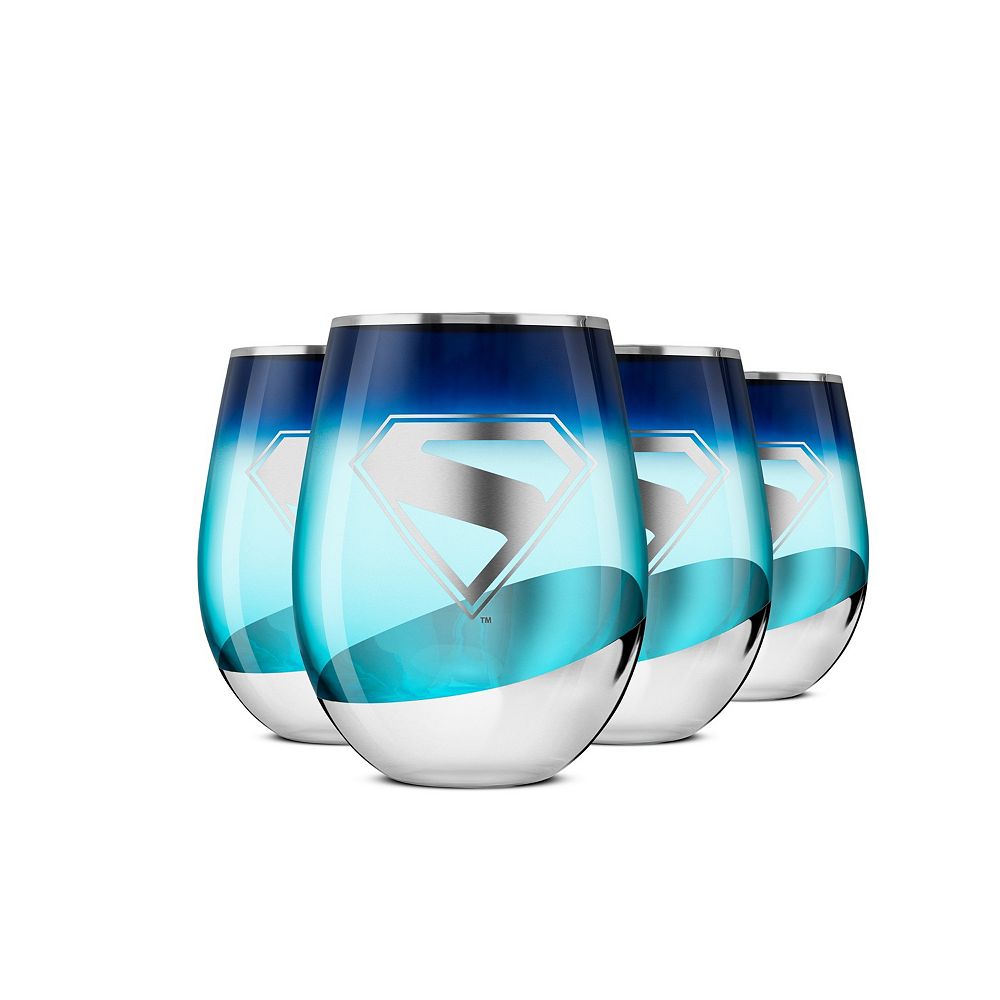 JoyJolt Superman 4-Piece Stemless Glasses Set