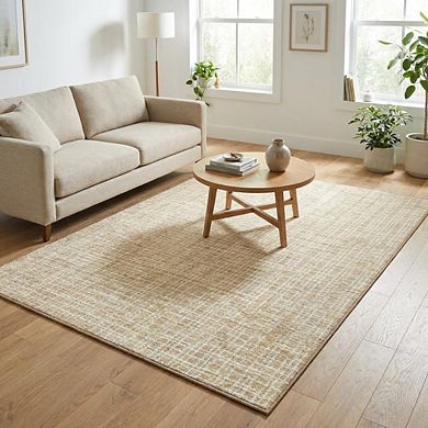 Modern Grid Area Rug Low Pile Pet Friendly Non Slip Vacuum Clean Carpet ...