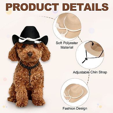Dog Cowboy Cosplay Cap Cotton Rope Decor Intended for Dogs 1Pc
