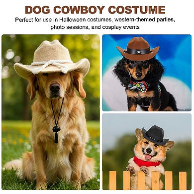 Dog Cowboy Cosplay Cap Cotton Rope Decor Intended for Dogs 1Pc