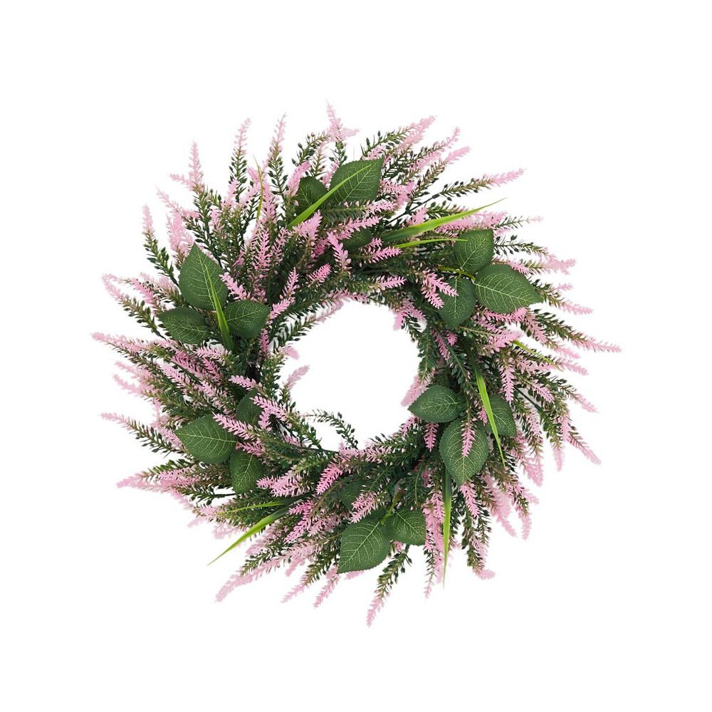20 Inch Artificial Pink Lavender Wreath, Spring Summer Decor for Front ...