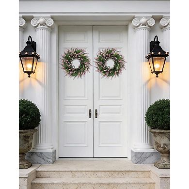20 Inch Artificial Pink Lavender Wreath, Spring Summer Decor for Front ...