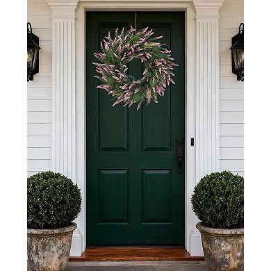 20 Inch Artificial Pink Lavender Wreath, Spring Summer Decor for Front ...