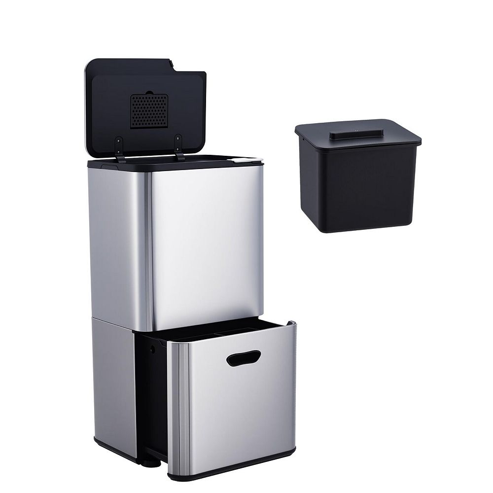 16 Gal Dual Trash Can,2 Compartment (33l + 28l) Garbage Can with ...