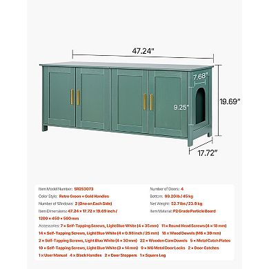 VEVOR Cat Litter Box Enclosure for Multi Cats, Hidden Litter Box ...
