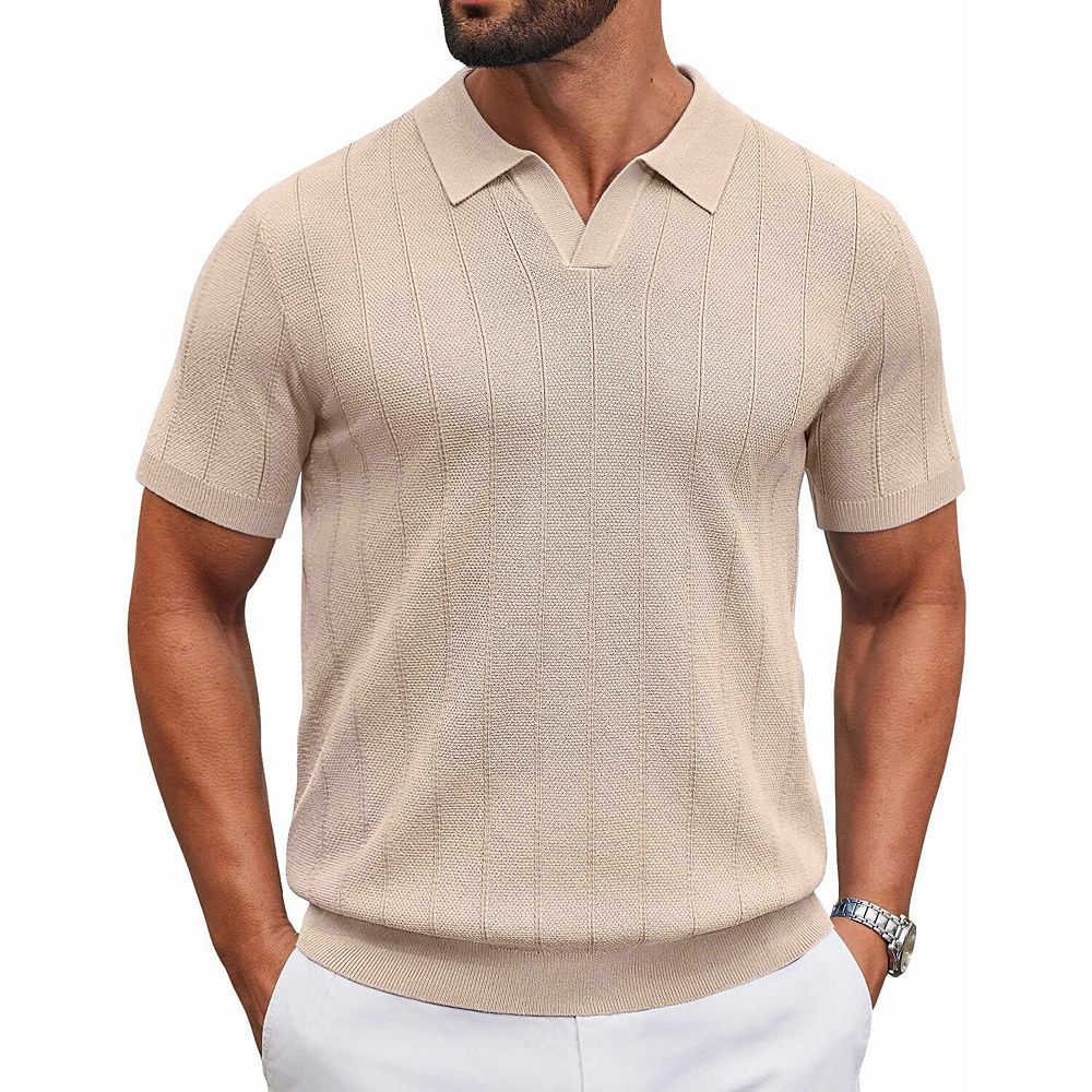 COOFANDY Mens Golf Polos Short Sleeve Casual Knit Polo Shirt Vintage ...