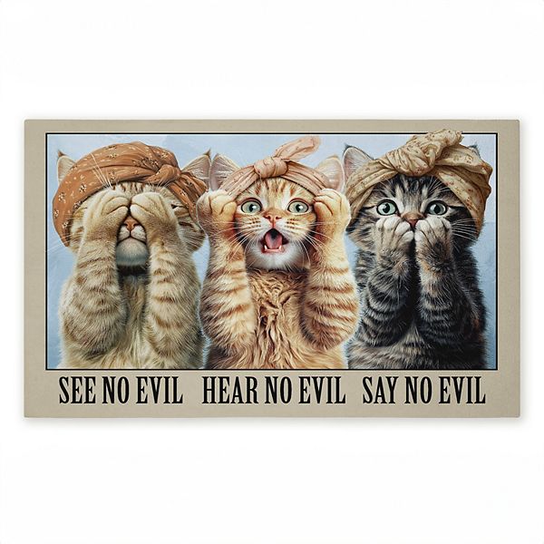 Stupell Home Decor No Evil Cats Trio Door Mat