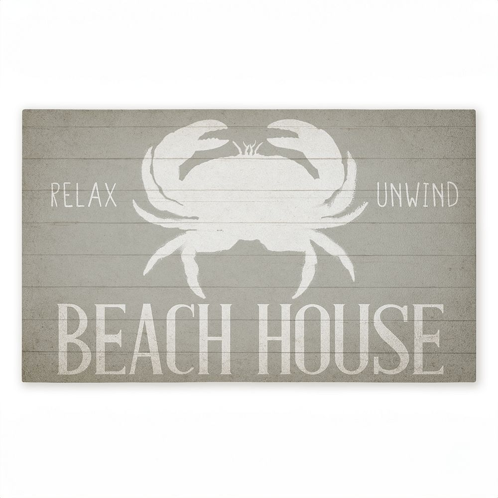 Stupell Home Decor Relax Unwind Beach House Crab Door Mat