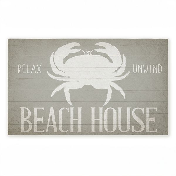 Stupell Home Decor Relax Unwind Beach House Crab Door Mat