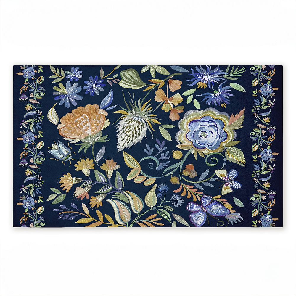 Stupell Home Decor Painted Blue Floral Door Mat