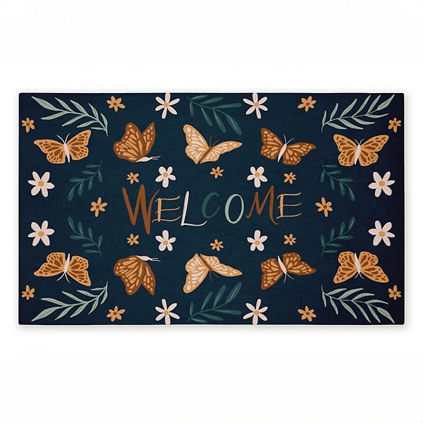 Stupell Home Decor Welcome Butterflies & Botanicals Door Mat
