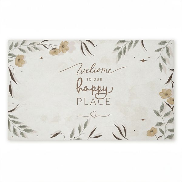Stupell Home Decor Our Happy Place Floral Welcome Door Mat