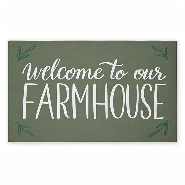 Stupell Home Decor Farmhouse Welcome with Sprigs Door Mat