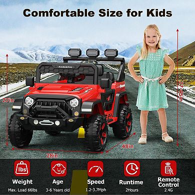 24V Power Wheels for Kids, 6 Wheels, 4WD Switchable, Remote Control, 3 ...