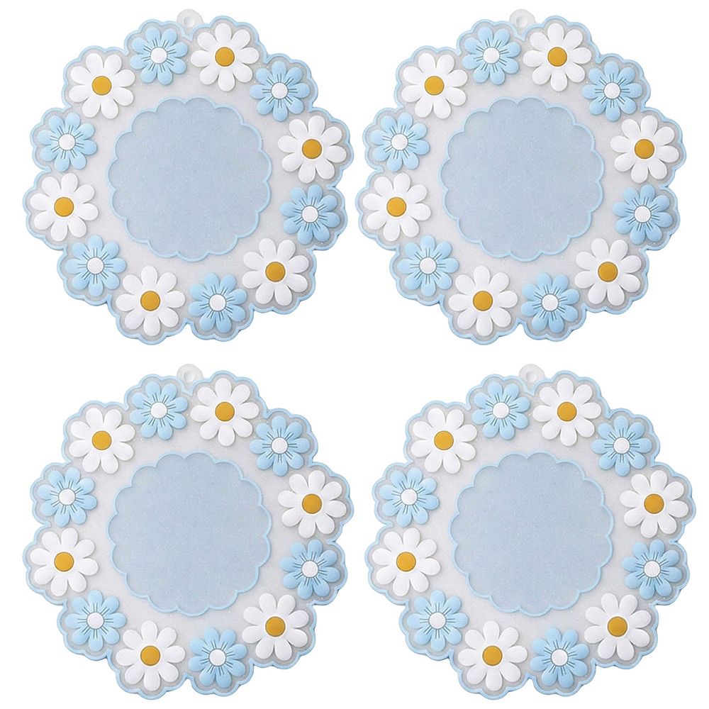 4-PC Daisy Floral Silicone Trivet Heat Resistant Non Slip Kitchen Pot ...