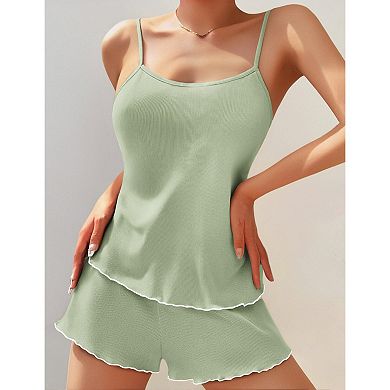 Ekouaer Women’s Ribbed Knit Cami Pajama Set Sleeveless Tank Top