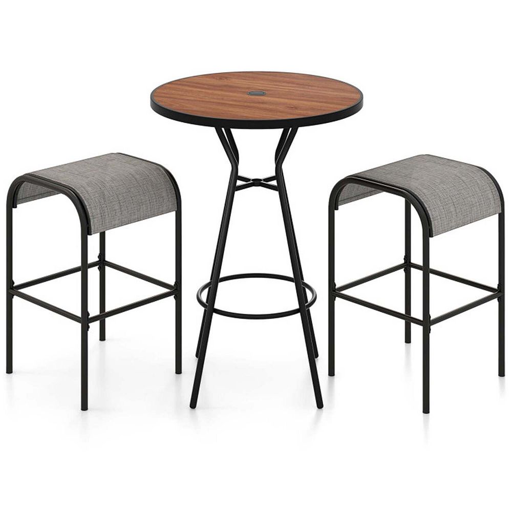 3-Piece Bistro Set with Umbrella Hole and DPC Tabletop