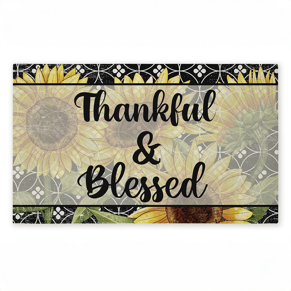 Stupell Home Decor Thankful & Blessed Sunflowers Welcome Mat