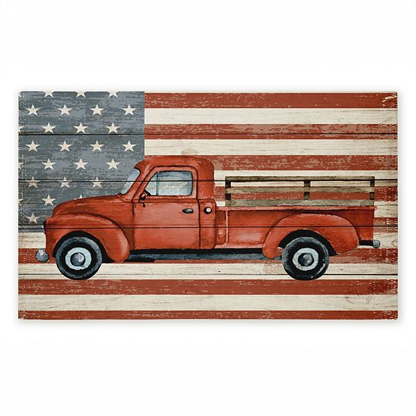 Stupell Home Decor Patriotic USA Flag Truck Welcome Mat