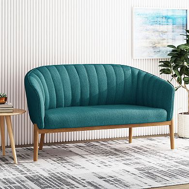 KWPZQEB Modern Fabric Loveseat Sofa with Wooden Legs