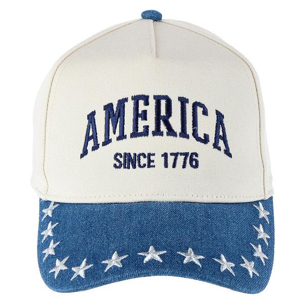 CTM Women's America Anniversary Denim Two-Tone Baseball Cap