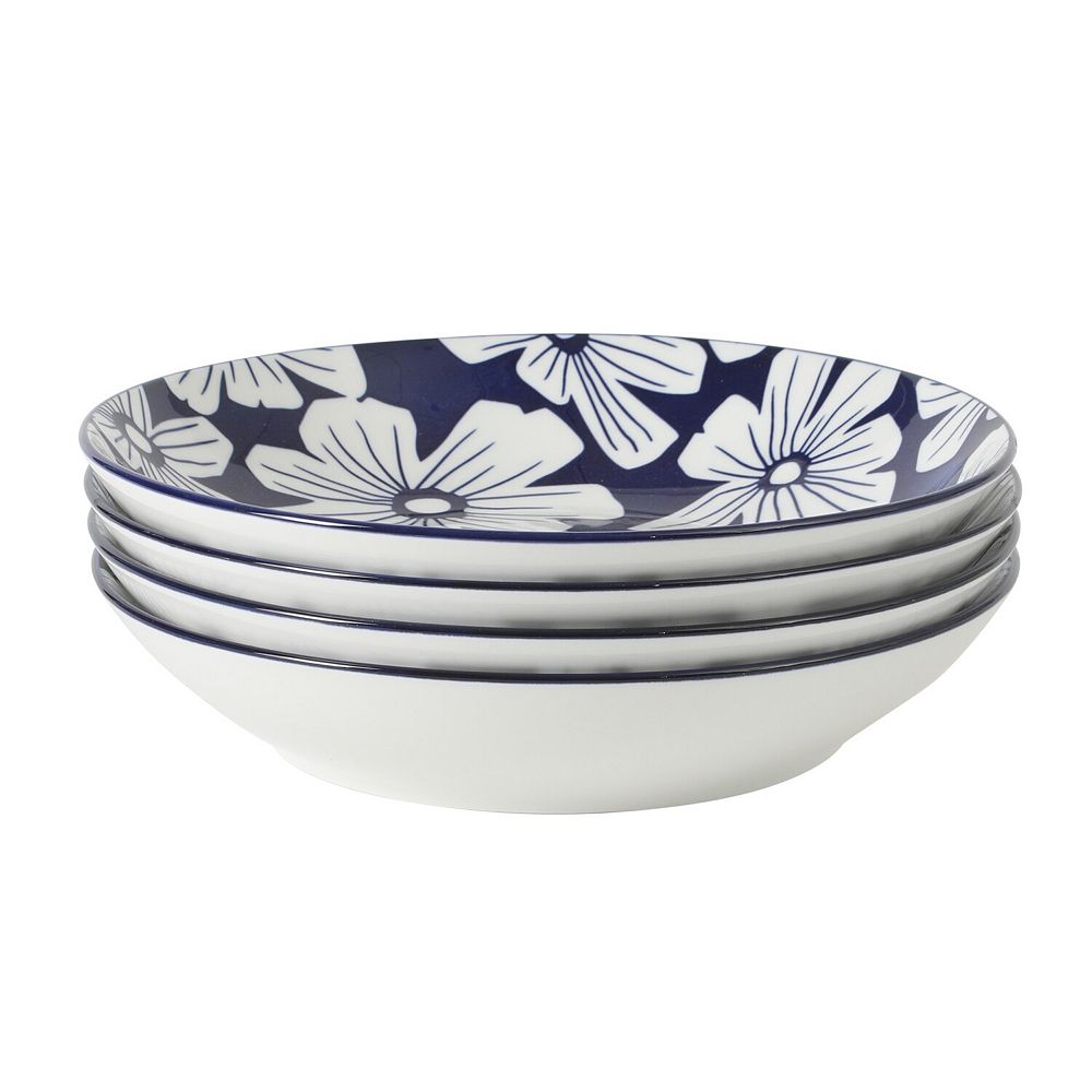 Gibson Home Heritage Sky 4 Piece Pasta Bowl Set 8 Inch Round Stoneware ...