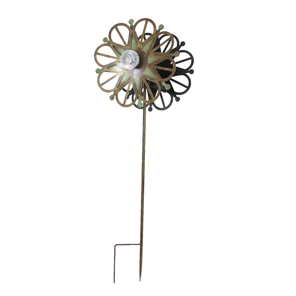 36 Inch Metal Solar LED Kinetic Wind Spinner Outdoor Garden Yard Art ...