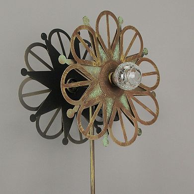 36 Inch Metal Solar LED Kinetic Wind Spinner Outdoor Garden Yard Art ...