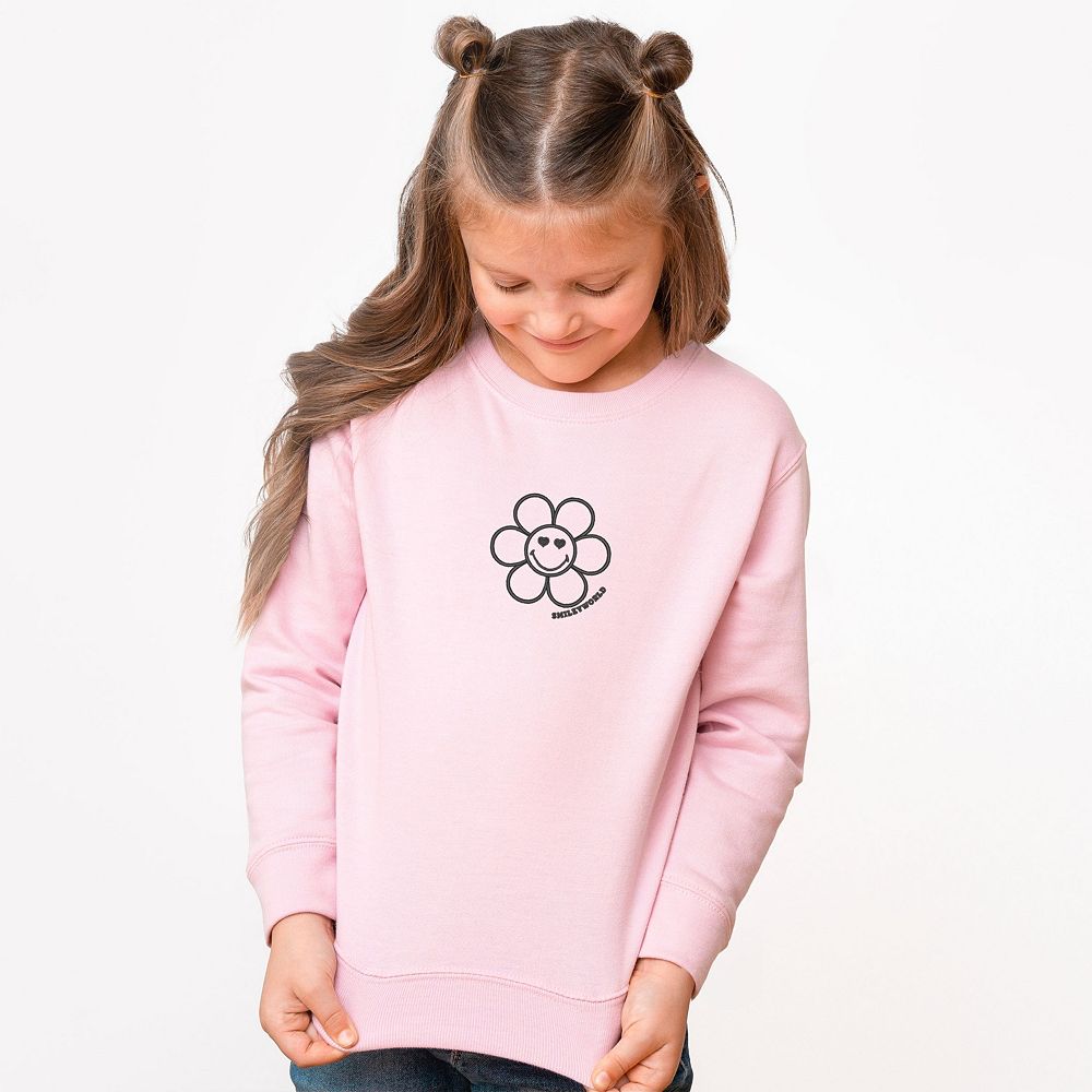 SmileyWorld Embroidered Daisy Smiley Face - Youth Graphic Sweatshirt