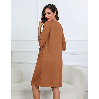 Ekouaer Zip Up Robes for Women Short Waffle Bathrobe Lightweight Knee ...