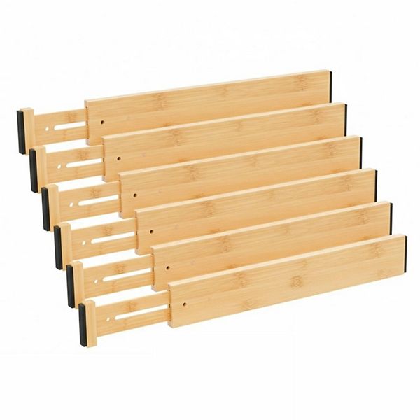 Adjustable Spring Loaded Drawer Dividers Bamboo Organizers for Kitchen ...