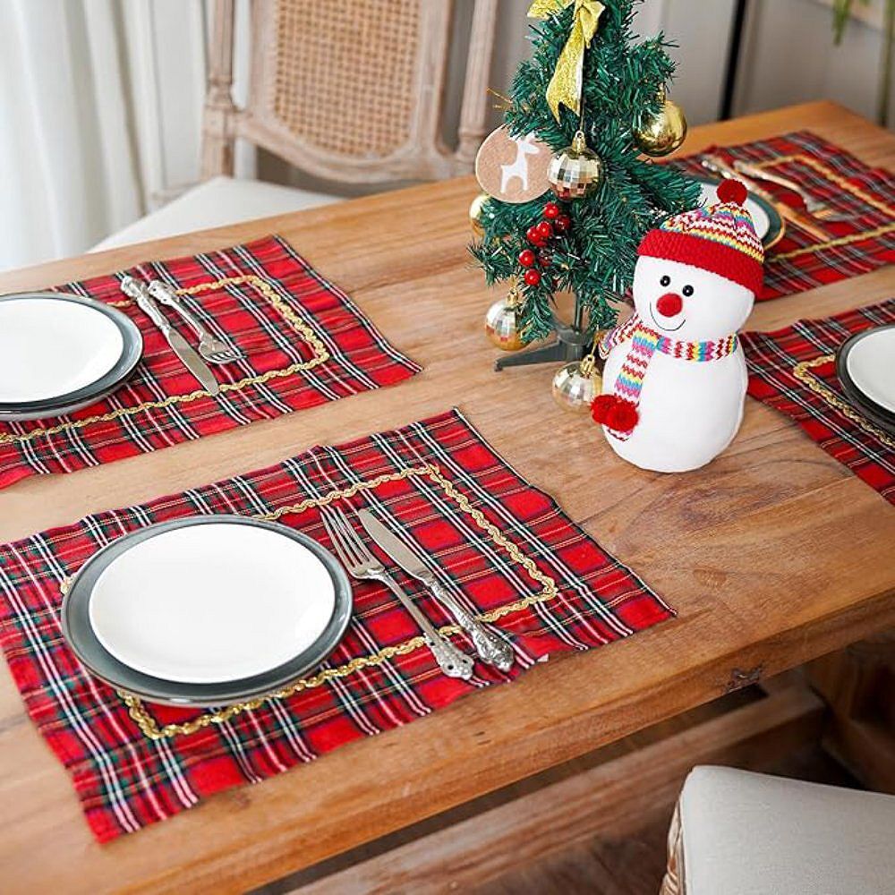 Table Place Mats Retro Red 12x18 Inch Set of 4