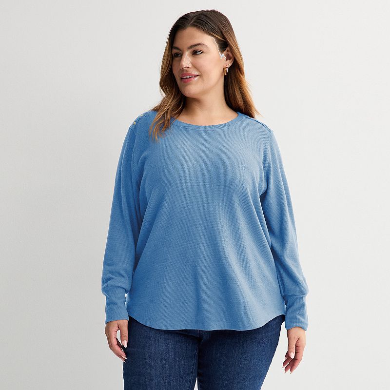 Plus Size Sonoma Goods For Life® Cozy Waffle Pullover