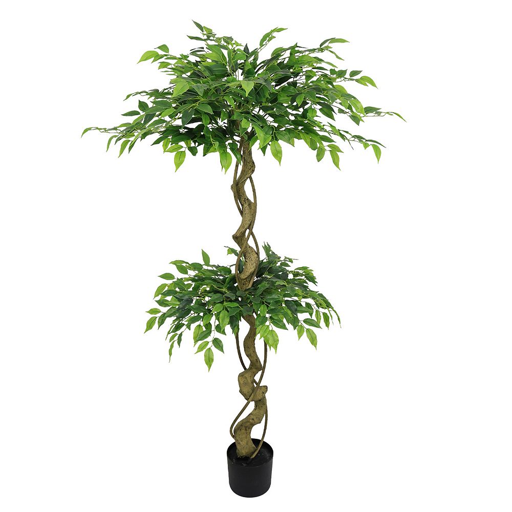 5.2FT Artificial Ficus Tree with Pot - Lifelike Faux Banyan Plant for ...