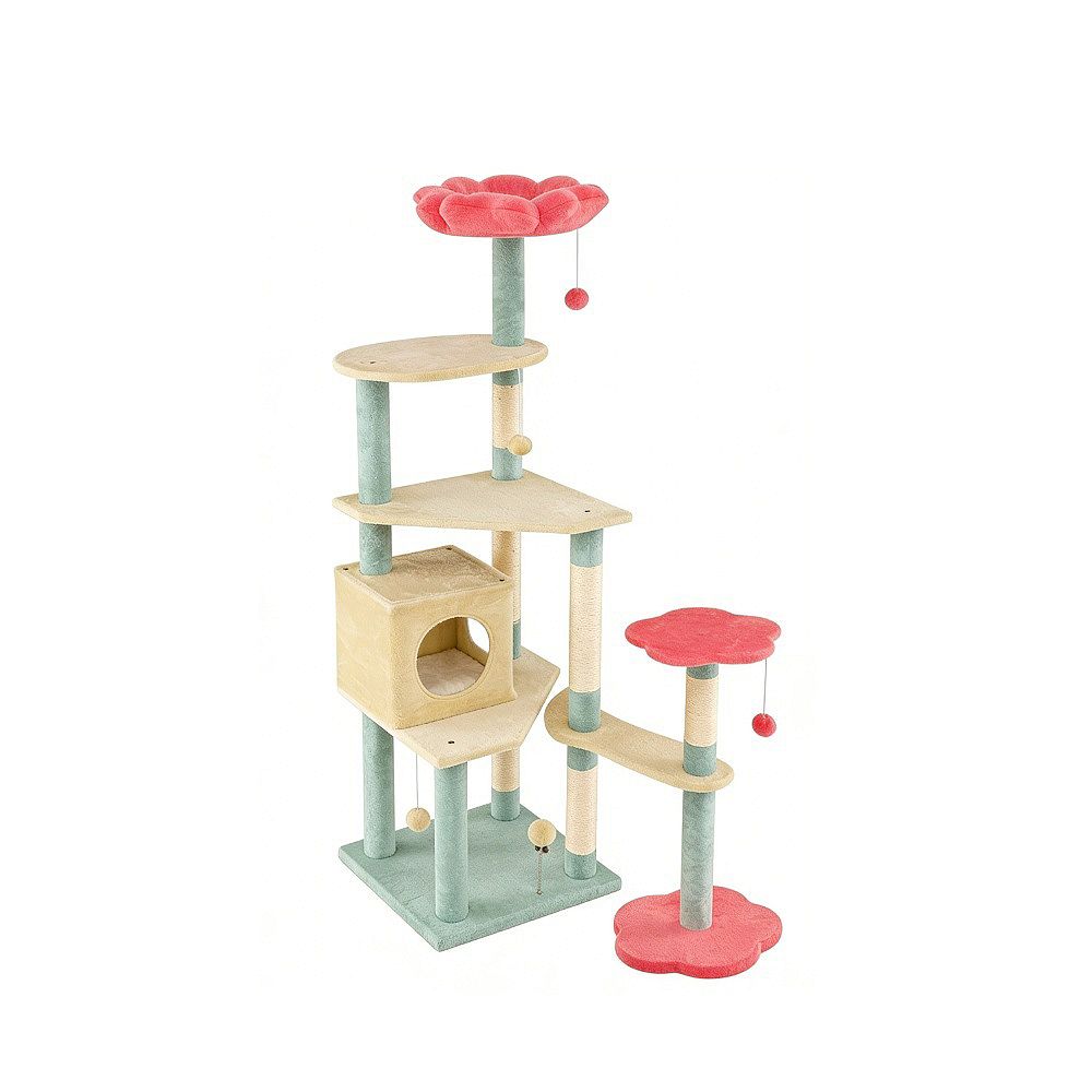 Gymax Flower Cat Tree w/Cosy Condo Sisal Scratching Posts Padded Flower ...