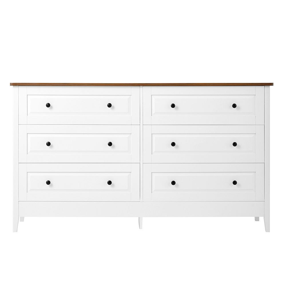 Pnronnc Wood Dressers with Wood Grain Finish Metal Handles and Wide Drawer