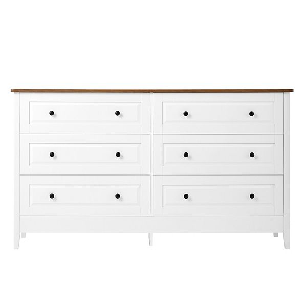 Pnronnc Wood Dressers with Wood Grain Finish Metal Handles and Wide Drawer