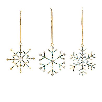 12-Piece Jeweled Metal Snowflake Ornament Set for Christmas Tree and ...