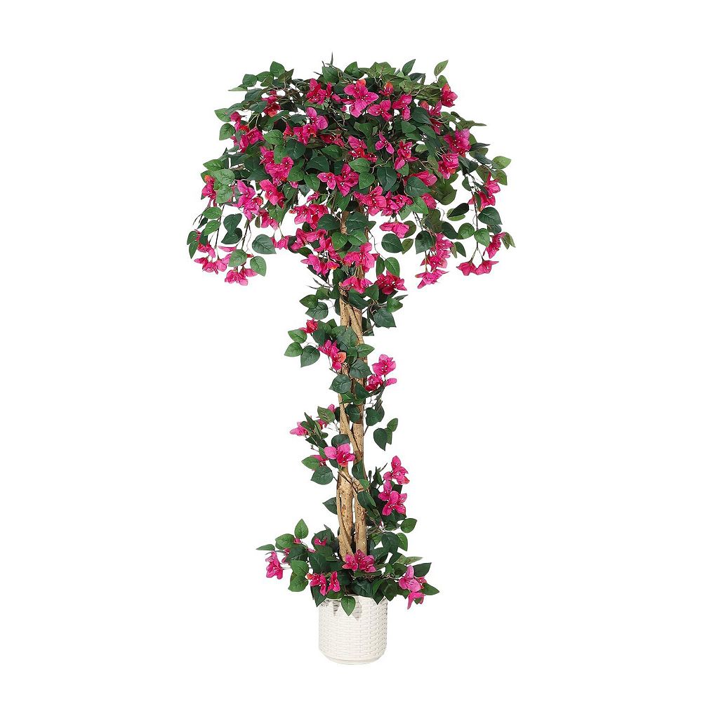 Artificial Bougainvillea Trees with Pink Silk Flowers & Wood Trunk ...