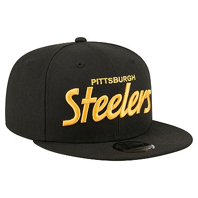 Men's New Era Black Pittsburgh Steelers Core Team Script 9FIFTY ...
