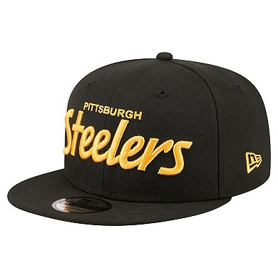 Men's New Era Black Pittsburgh Steelers Core Team Script 9FIFTY ...